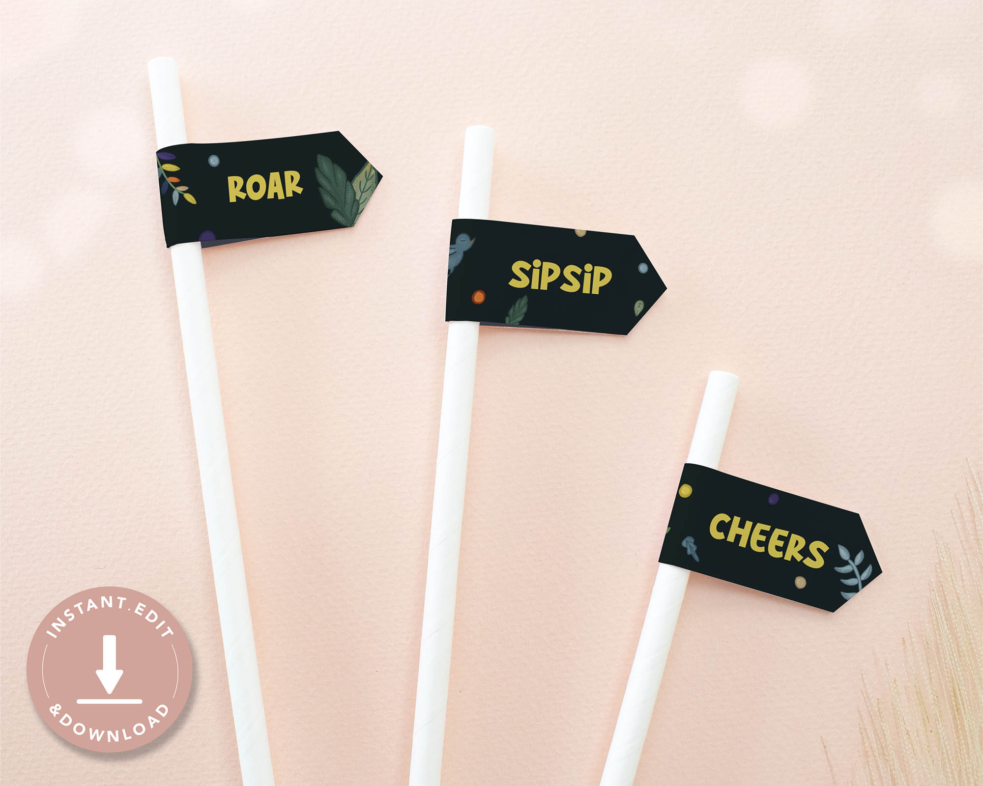 Tropical Forest - Straw Tag Self Editing Template – Studio Zak